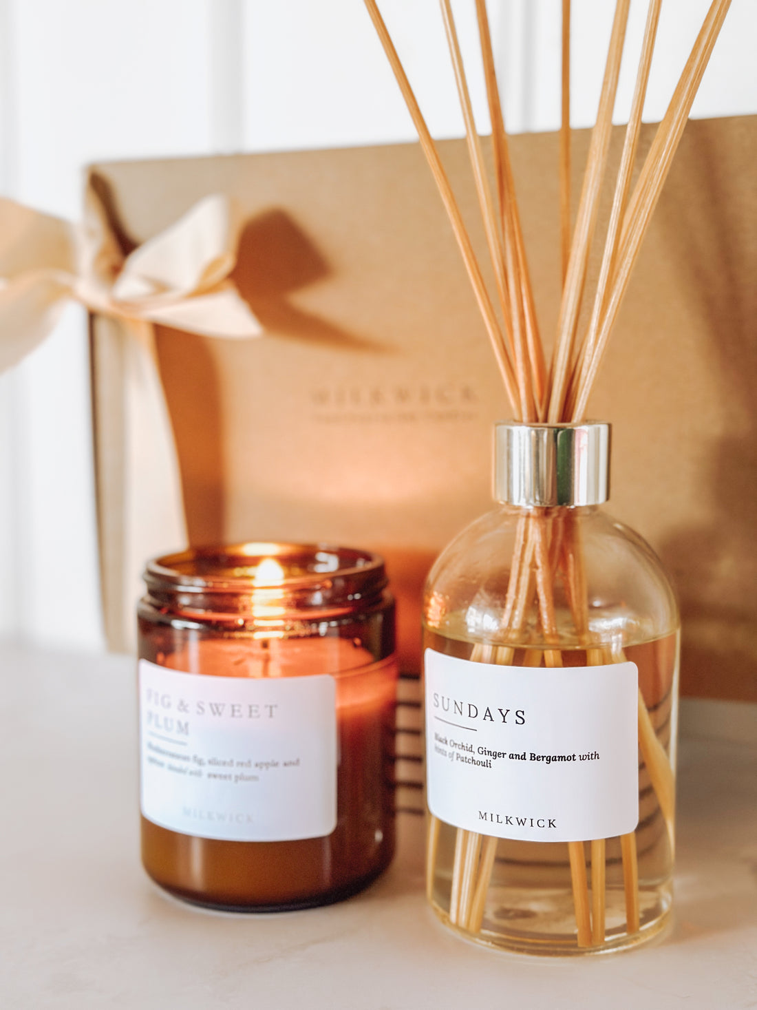Gift Pack- Large candle & reed diffuser with card – Milkwick